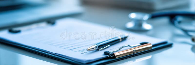Medical Research Paper on Clipboard with Pen Ready for Notes in a ...