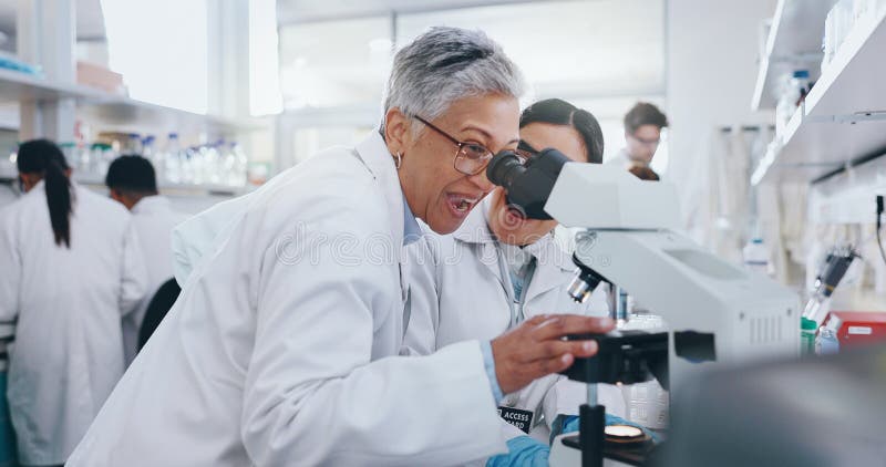 Medical, Research and People with Microscope, Science and Check ...