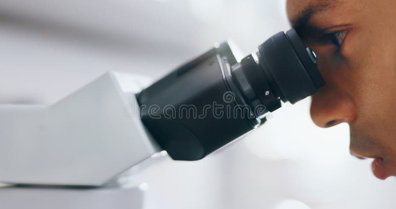 Medical, Research and Person with Microscope, Science and Check ...