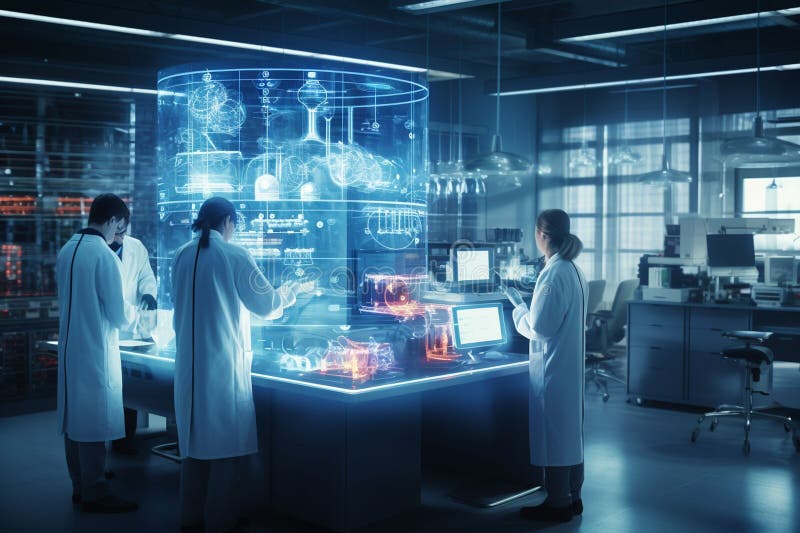 Medical Research Team Working Together in a Stock Illustration ...