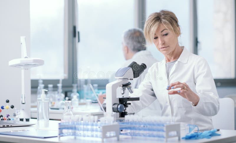 Medical Researcher Analyzing Samples in the Lab Stock Photo - Image of ...