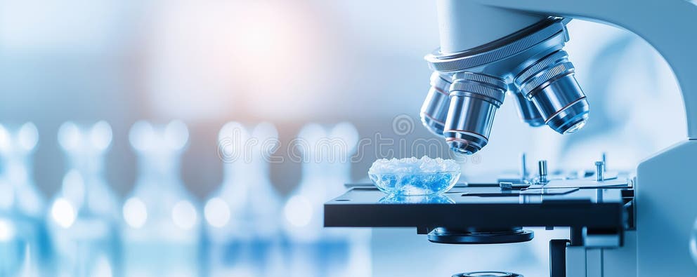 Medical Researcher in Lab Analyzing Samples Under Microscope ...