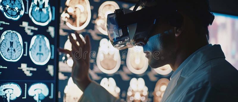 Medical Researcher Using Virtual Interface To Explore Brain Diagnostics ...