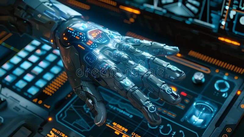 Medical Robot Arm Touches Touch Panel during Surgery. Robotic Arm in ...