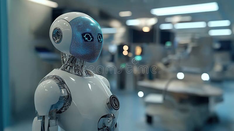 Medical Robot in a Modern Hospital Stock Illustration - Illustration of ...