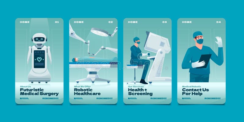 Medical Robots Hand Drawn App Design Stock Illustration - Illustration ...