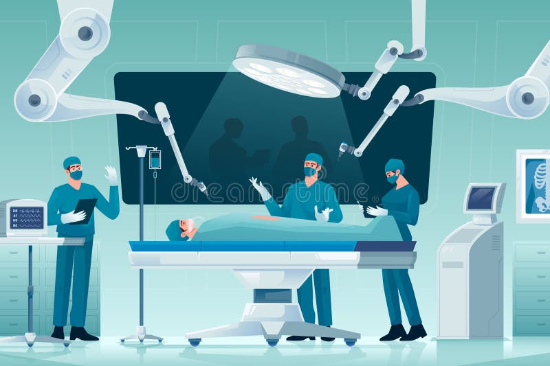 Medical Robots Hand Drawn Composition Stock Illustration - Illustration ...