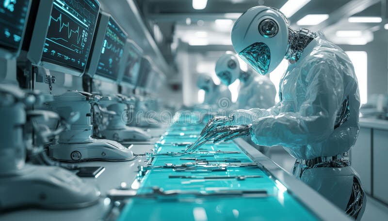 Medical Robots Preparing Instruments for Surgeon in Lab Stock ...