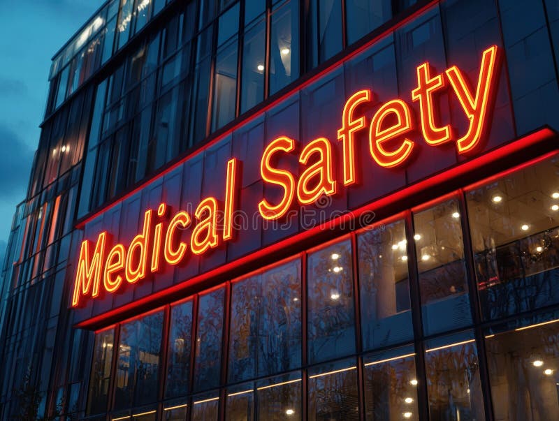 Medical Safety 3d text stock image. Image of building - 374081377
