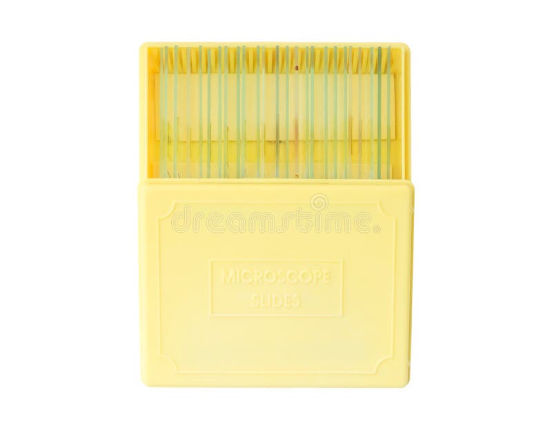 Medical Science Glass of Microscope Slides in Yellow Case Isolated on ...
