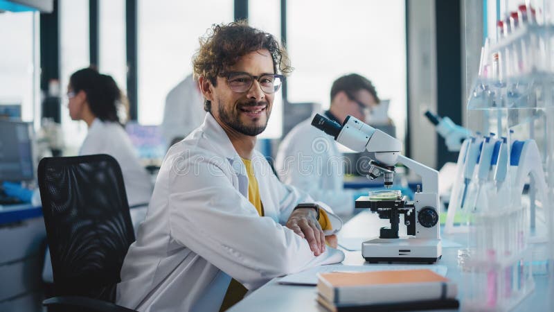 Medical Science Laboratory: Handsome Latin Scientist is Using ...