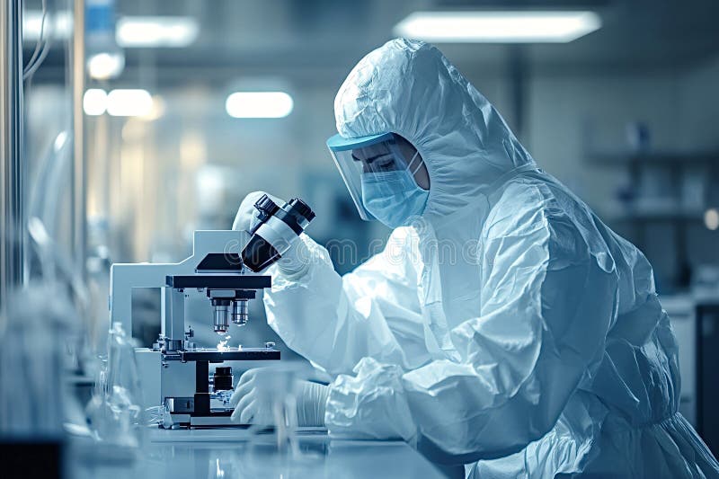 Medical Scientist Working with Microscope in Modern Laboratory Stock ...