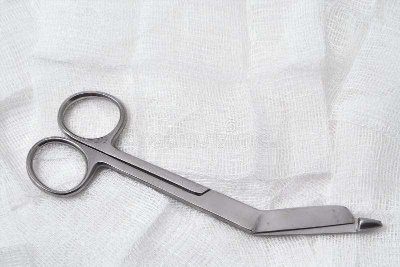 Medical Scissors and Gauze. Stock Image - Image of bandage, wound: 1541715