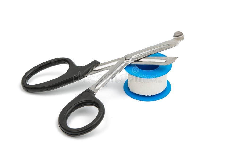 Medical Scissors with Plaster Stock Image - Image of material, object ...