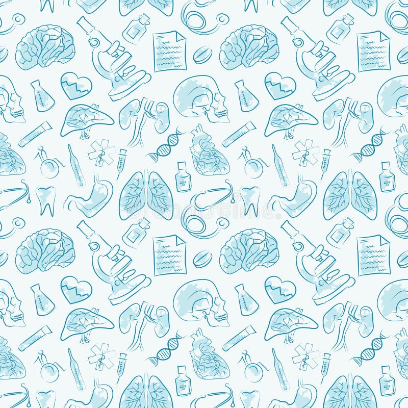 Medical seamless pattern. stock vector. Illustration of lungs - 74450770