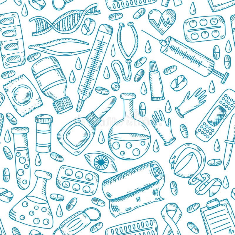 Medical Seamless Vector Pattern Stock Vector - Illustration of bottle ...