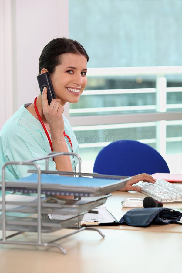 Medical secretary stock image. Image of reception, call - 21257851