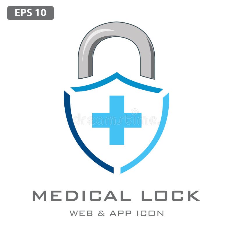 Medical Security Lock Icon Logo, Medical and Healthcare Logo. Vector ...