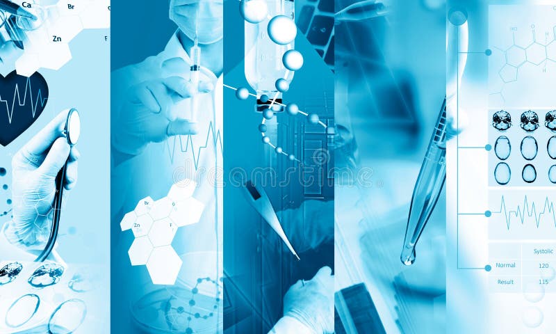 Medical Collage with Doctor and Stethoscope Stock Image - Image of hand ...