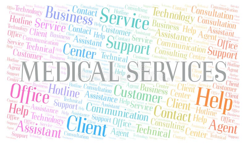 Medical Services Word Cloud Stock Illustration - Illustration of card ...