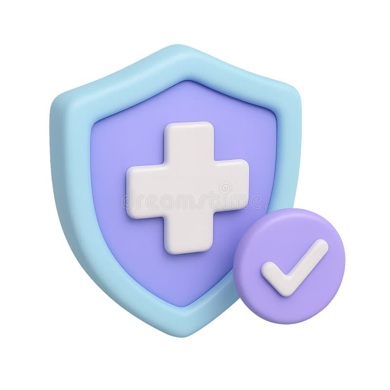 Medical Shield with Checkmark Render Stock Illustration - Illustration ...