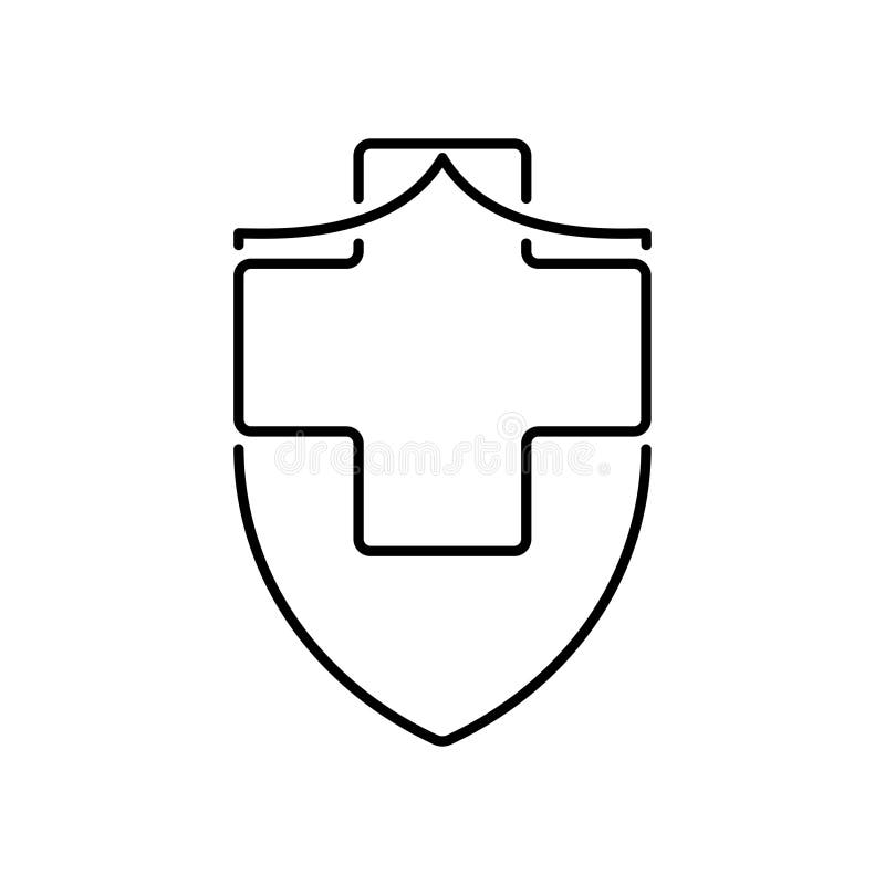 Medical Shield Icon. Black Shield with Medical Cross Stock Vector ...