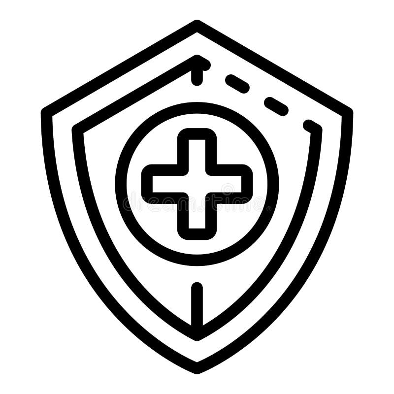 Medical Shield Icon, Outline Style Stock Vector - Illustration of cross ...