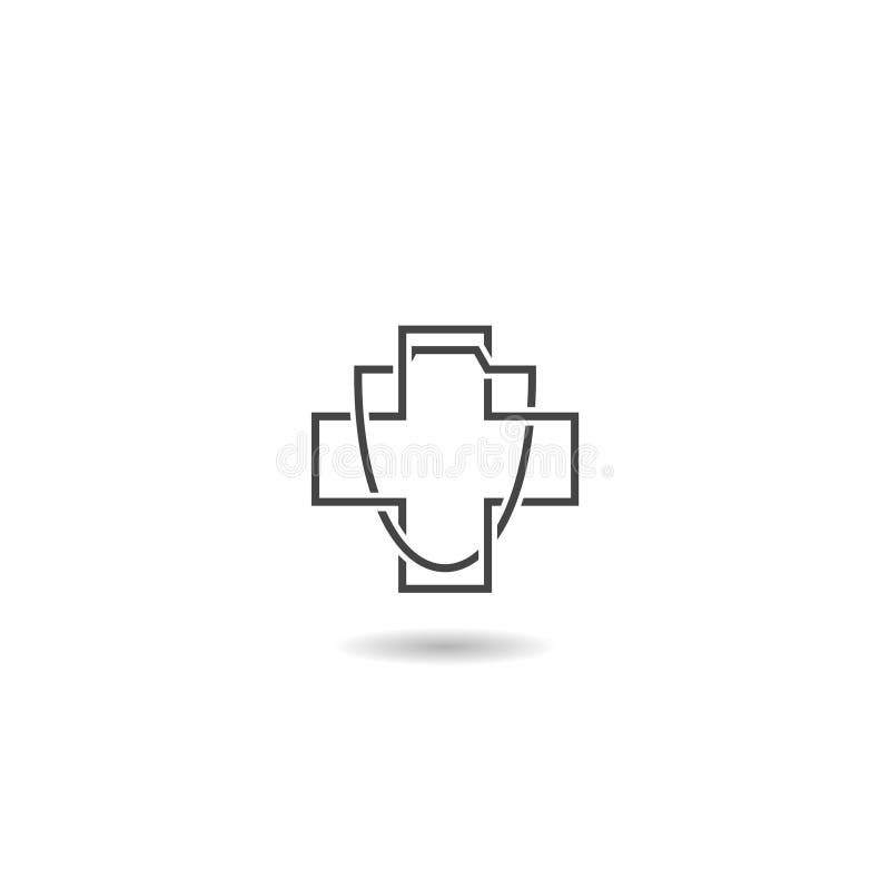 Medical Shield Icon with Shadow Stock Vector - Illustration of guard ...