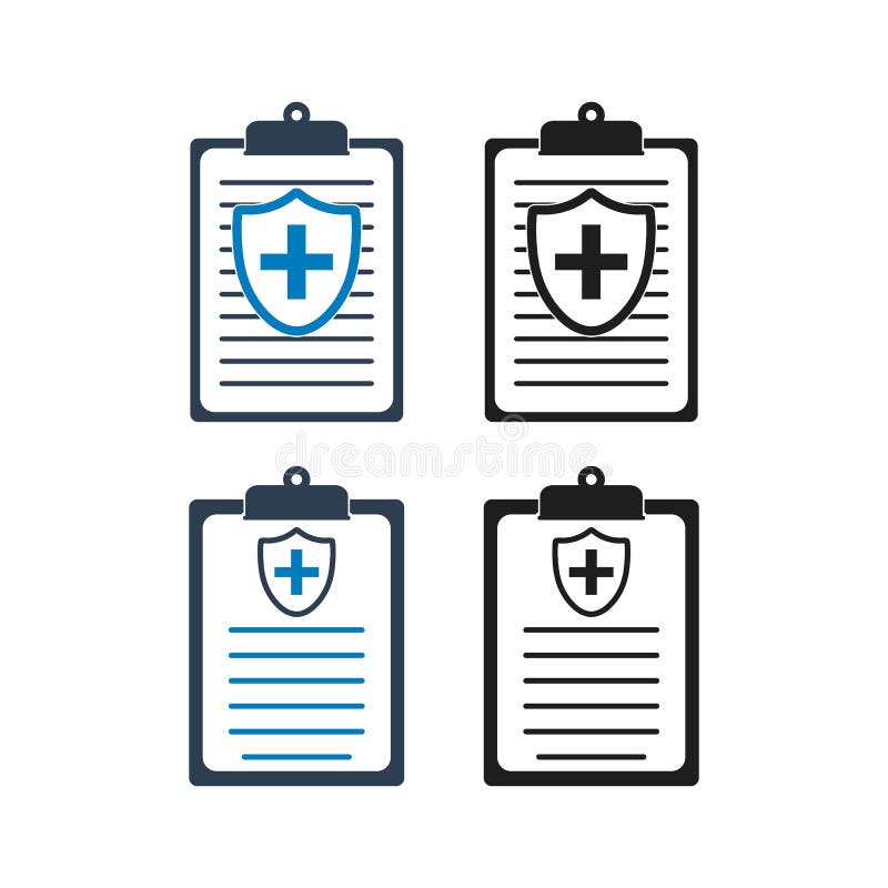 Medical Shield, Insurance Icon Set. Stock Vector - Illustration of ...