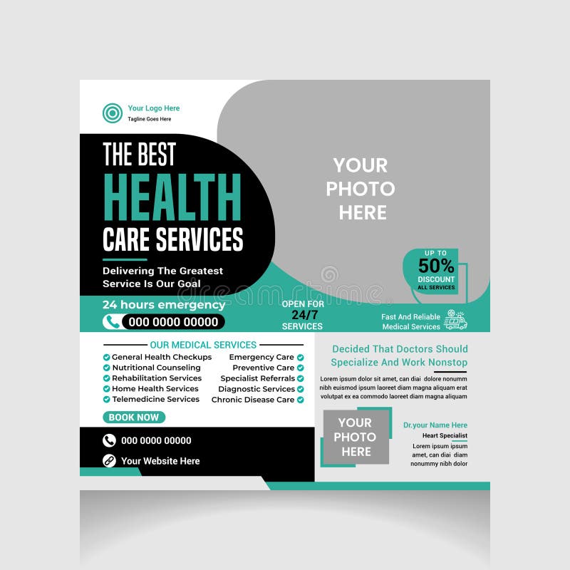 Medical Social Media Post Layout Design Template Stock Vector ...