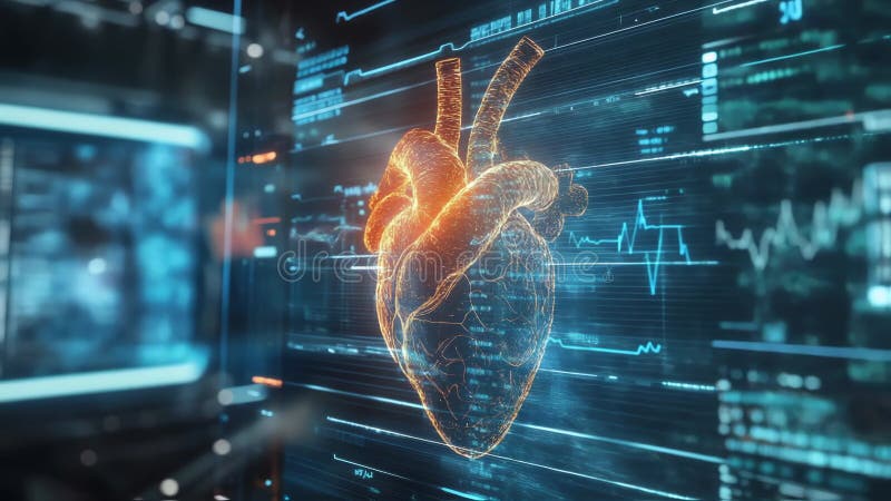 Digital Heartbeat Analysis Displaying on Futuristic Screen Stock ...