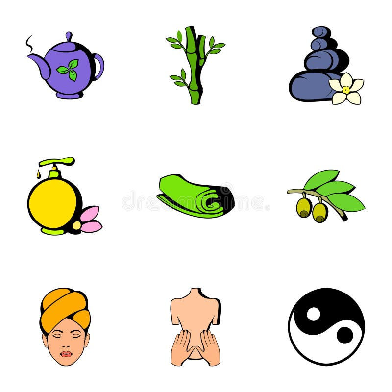 Medical Spa Icons Set, Cartoon Style Stock Vector - Illustration of ...
