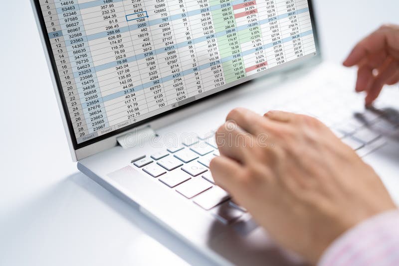 Medical Spreadsheet Coding on Laptop Stock Image - Image of device ...