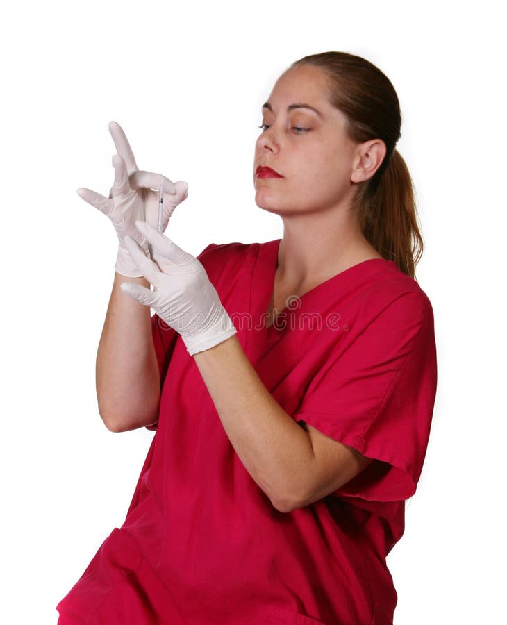 Medical Staff Flicking Needle Stock Image - Image of healthcare ...