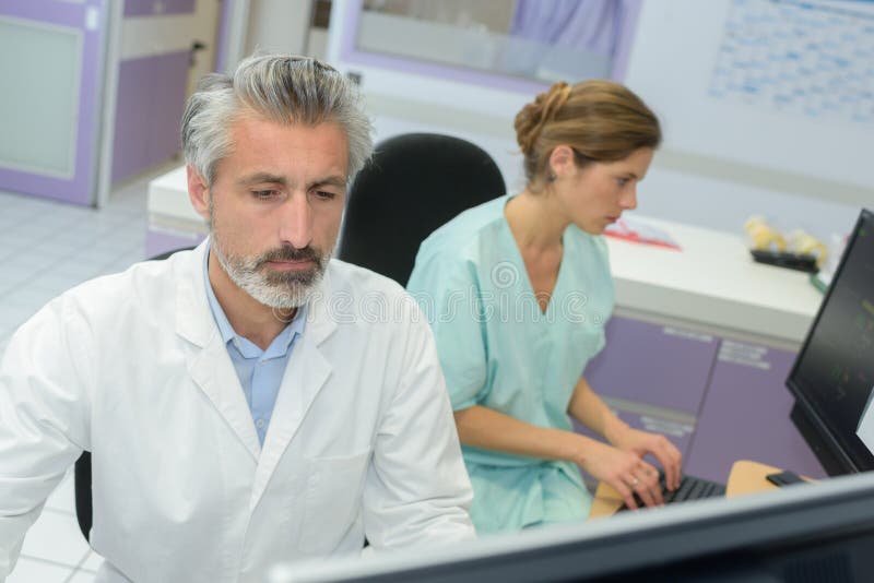 Medical Staff in Office Using Computers Stock Image - Image of ...
