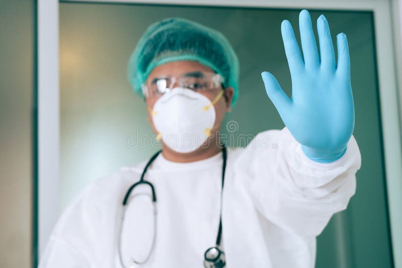 Medical Staff Use Infrared Forehead Thermometer for Check Body ...