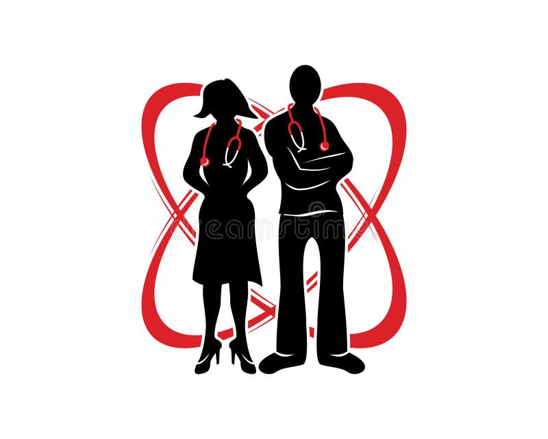 Medical Staff Silhouette Logo Icon Template Stock Vector - Illustration ...