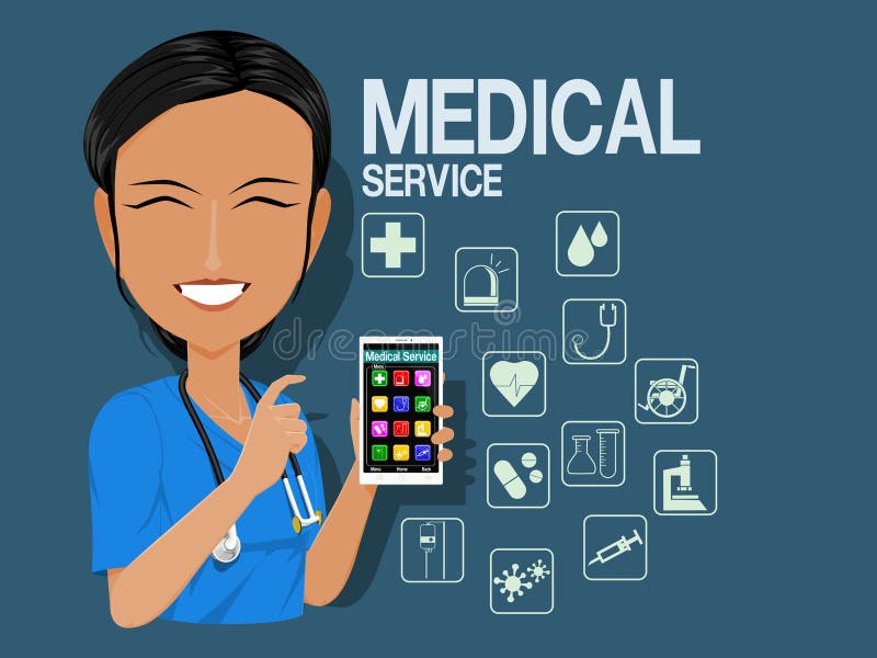 Medical Staff Use the Medical Application Stock Vector - Illustration ...