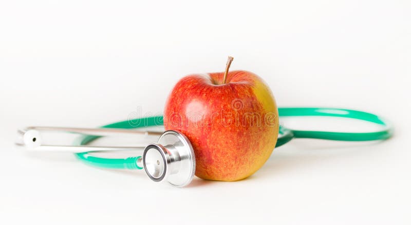 Medical Stethoscope and Apple Stock Photo - Image of fruit, device ...