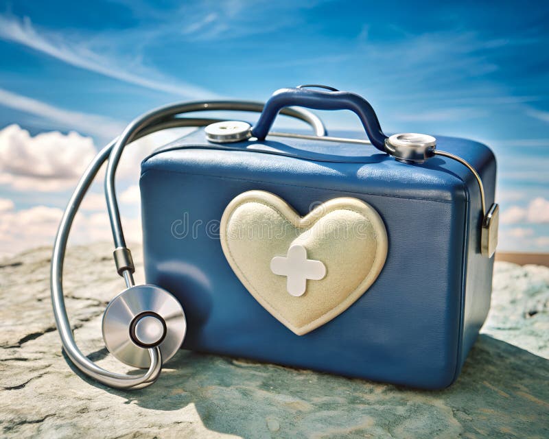 Medical Stethoscope with Blue Suitcase Stock Illustration ...