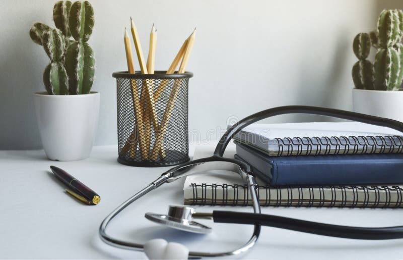 Medical Stethoscope And Clipboard With A Blank Sheet Of Paper Medical