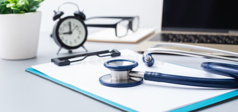 Medical Stethoscope Closeup on Doctor Desk Stock Image - Image of ...