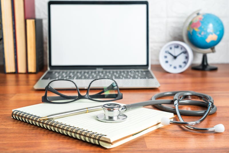 Medical Stethoscope for Doctor Checkup on Note Pad Stock Image - Image ...