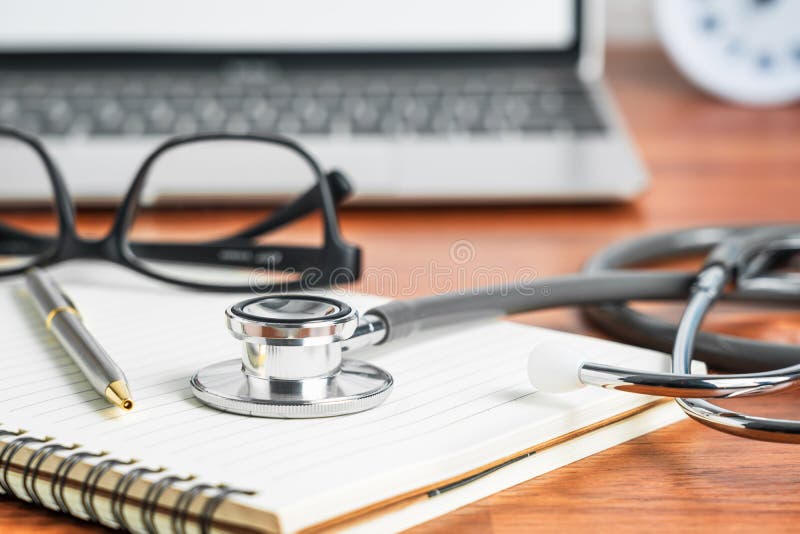 Medical Stethoscope for Doctor Checkup on Note Pad Stock Image - Image ...