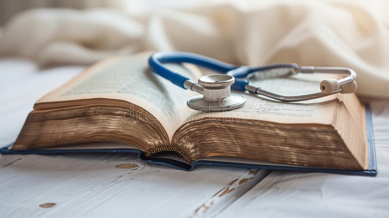 Medical Stethoscope, an Instrument Lying on an Open Book Stock Image ...