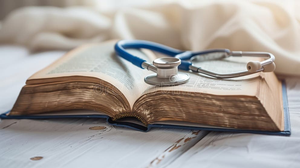Medical Stethoscope, an Instrument Lying on an Open Book Stock Image ...