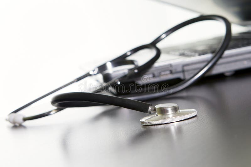 Medical Stethoscope and Laptop and Books. Stock Photo - Image of ...