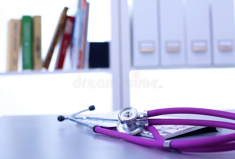 Medical Stethoscope Lies in the Study on the Table Stock Photo - Image ...