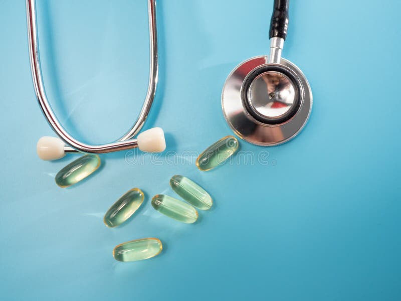 Medical Stethoscope and Medicines. Stethoscope and Medicines Close Up ...