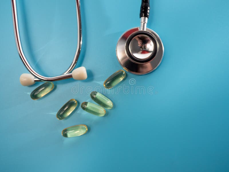 Medical Stethoscope and Medicines. Stethoscope and Medicines Close Up ...